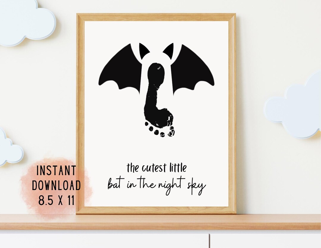 Halloween Bat Handprint Footprint Art: DIY Craft Keepsake (printable ...
