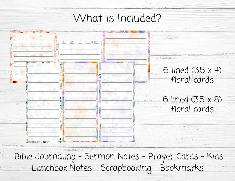 Printable Floral Bible Journaling Cards Bookmarks Sermon Notes Women's ...