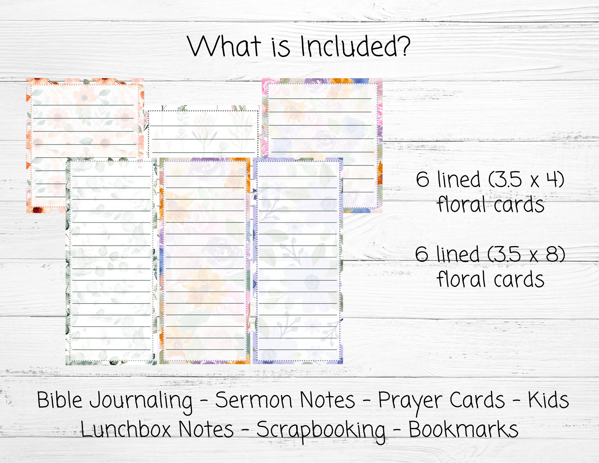 Printable Floral Bible Journaling Cards Bookmarks Sermon Notes Women's ...