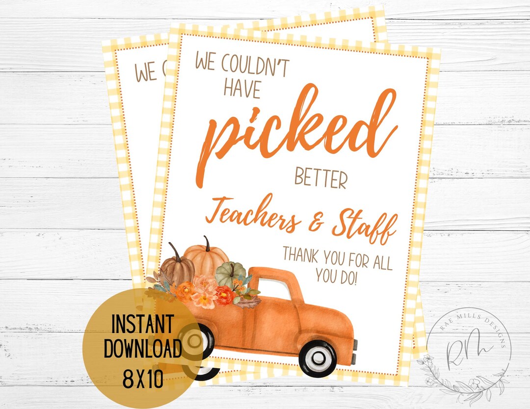 Fall Teacher Appreciation Sign: Pumpkin Truck, PTA PTO Flyer (PDF) - Etsy