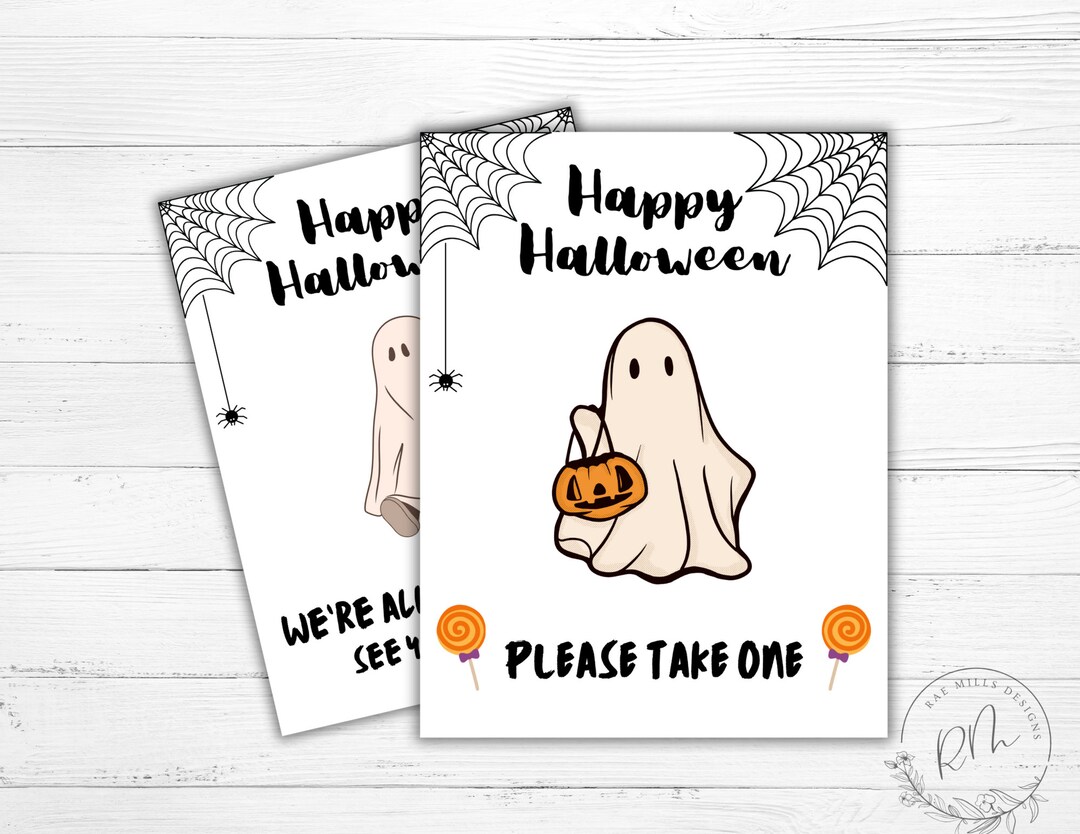 Printable Halloween Door Sign | Trick or Treat, Out of Candy (digital ...