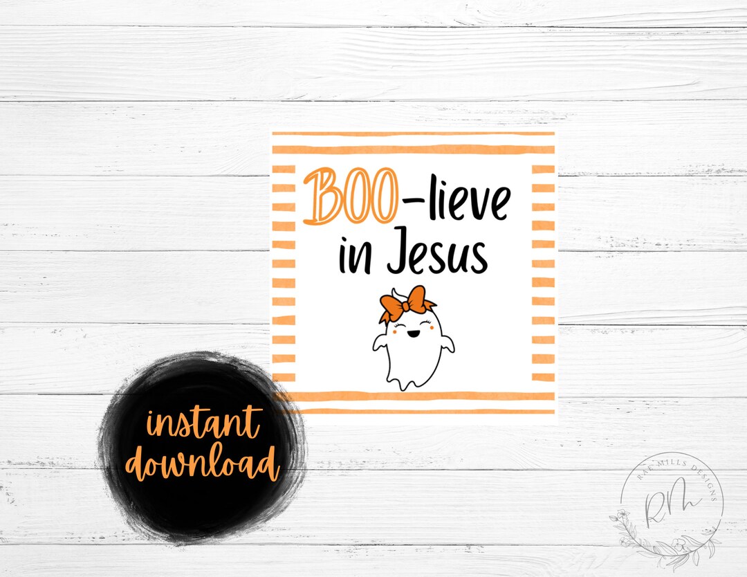 Printable Halloween Treat Bag Tags Boo-lieve in Jesus Tag - Etsy