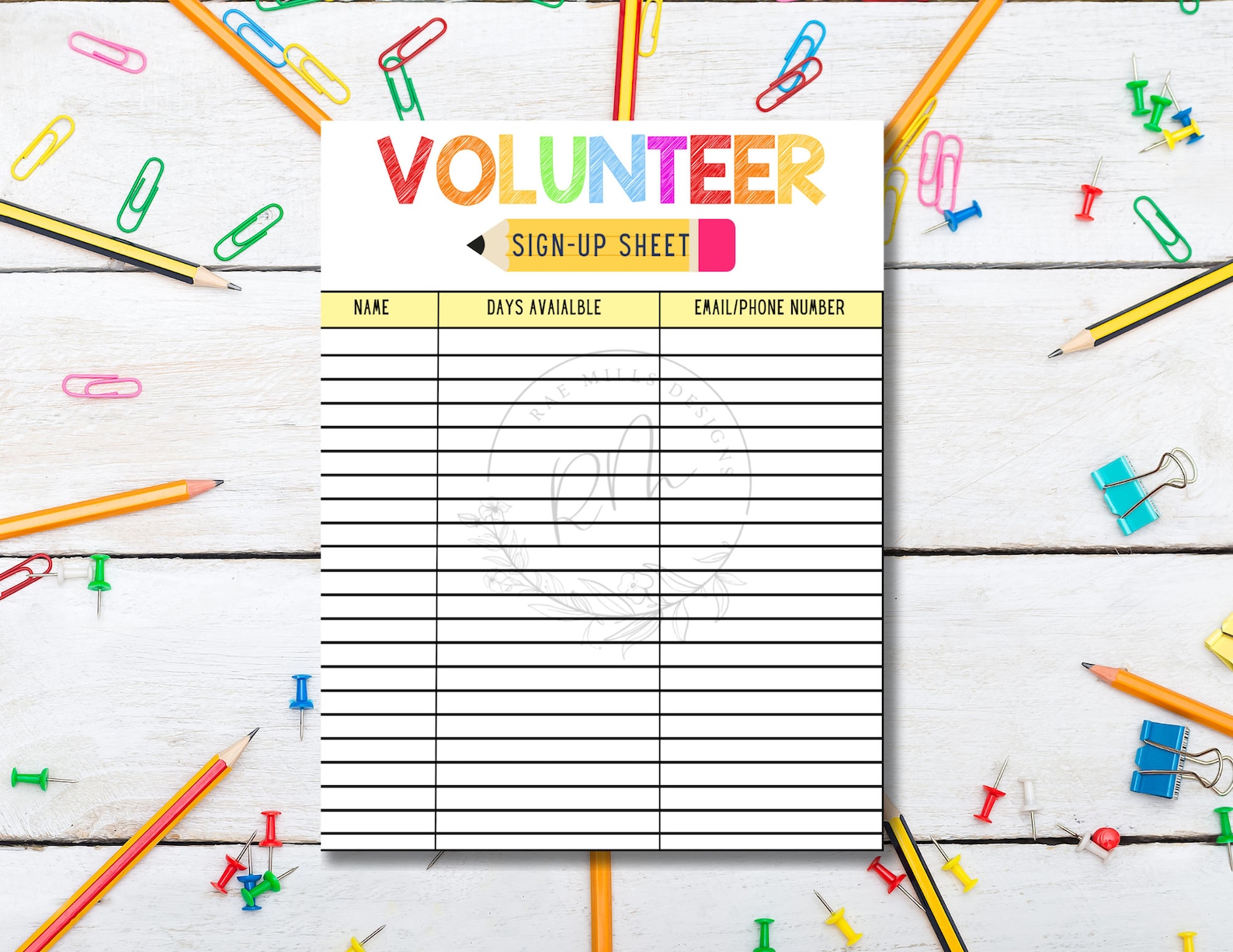 Printable Volunteer Sign up Sheet | School Functions | Classroom ...