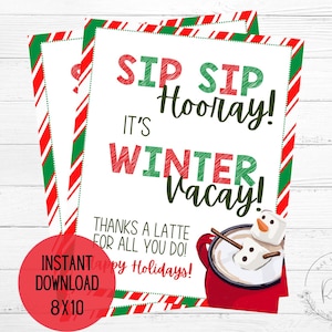 Christmas Sip Sip Hooray Appreciation Sign | Teachers and Staff ...