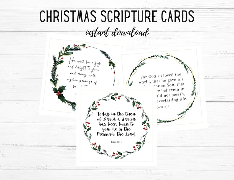 Printable Christmas Scripture Cards | Christmas Bible Verse Cards ...