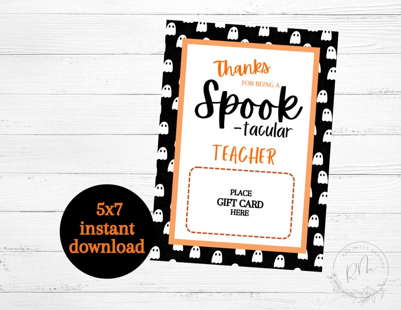 Printable Halloween Teacher Appreciation Gift Card Holder Thank You for ...