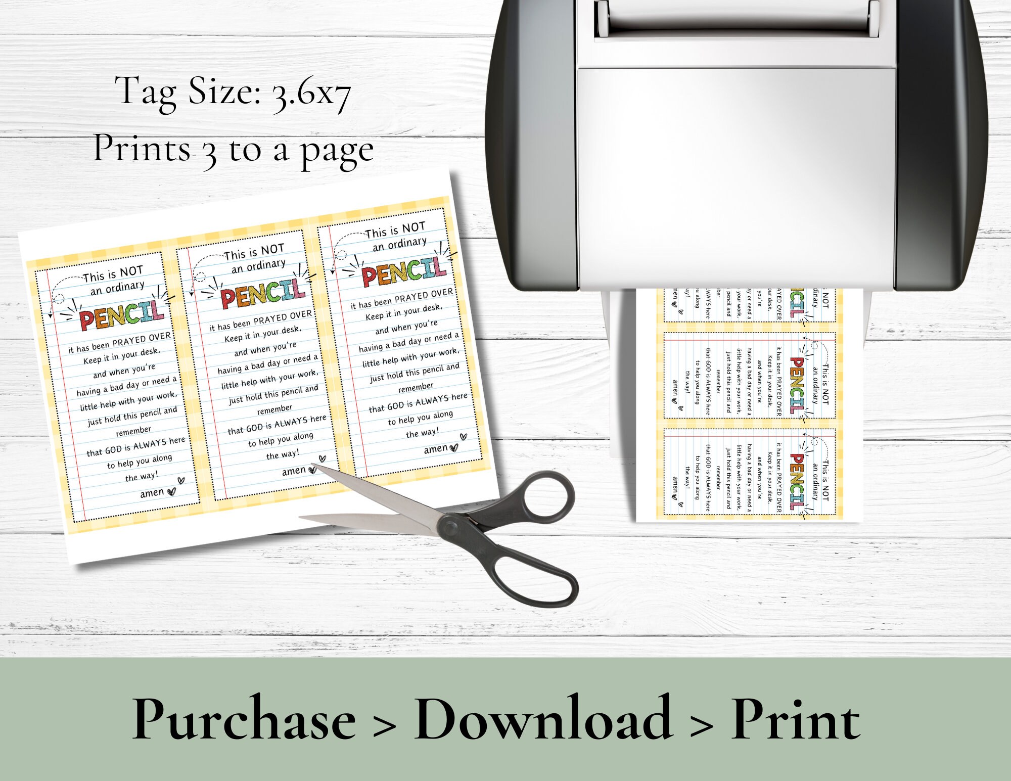 Printable Pencil Prayer Gift Tags: Christian School (digital Download ...