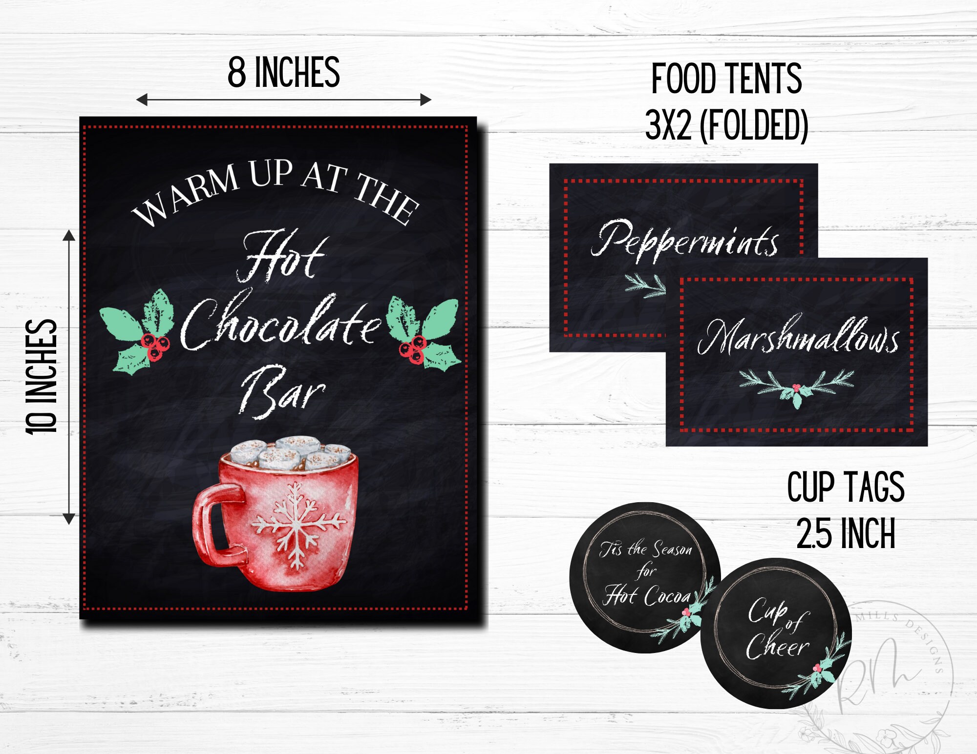 Printable Hot Chocolate Bar Sign Bundle Hot Cocoa Sign Printable Hot ...