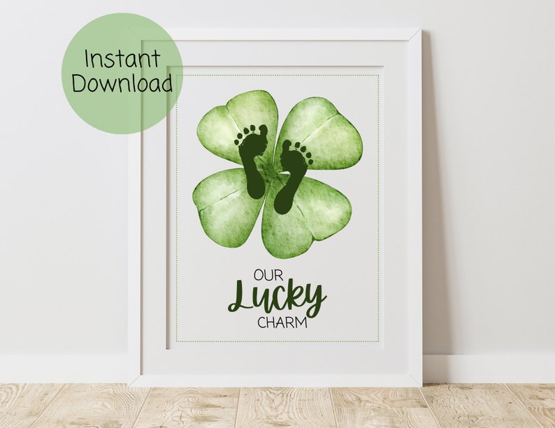 Our Lucky Charm Handprint Footprint Art Craft Baby Toddler Keepsake ...