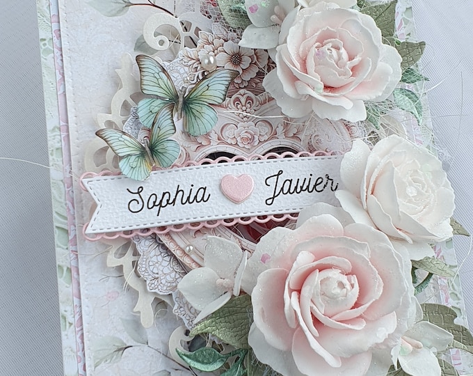 Handmade Congratulations Card, Pastel Wedding Card, Floral Elegant Card ...