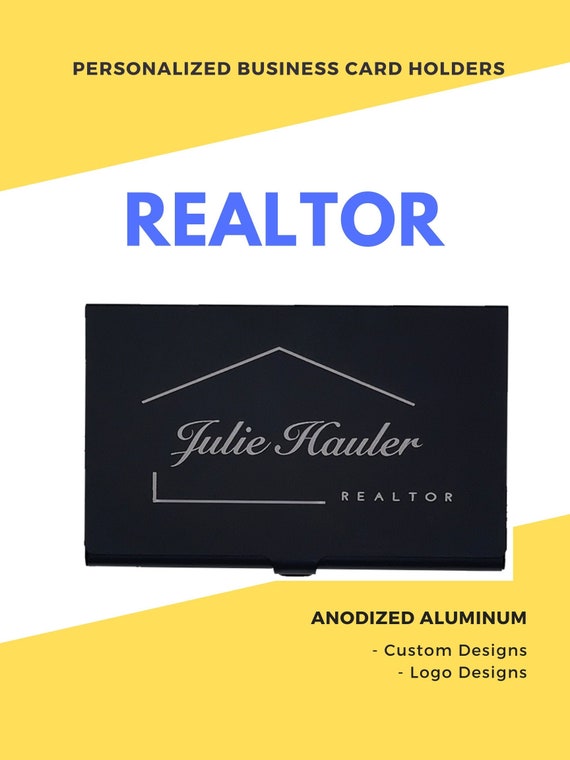 Real Estate Agent Business Card Holder Case Custom Engraved | Etsy