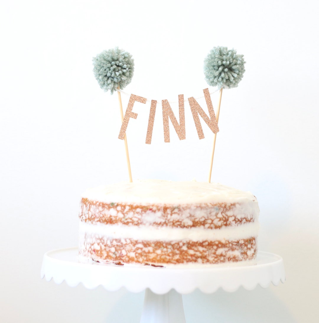 Custom Cake Topper Name Cake Topper Birthday Cake Topper Pom Pom Cake ...