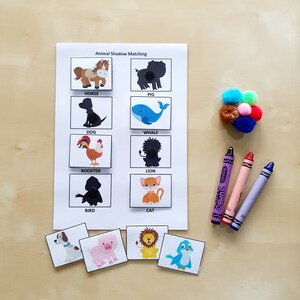 Animal Shadow Matching Printable, Busy Book, Montessori Homeschool ...
