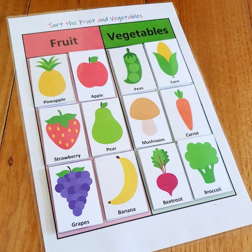 Fruit and Vegetable Sorting Printable Busy Book Page - Etsy