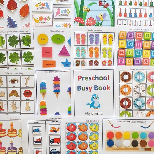Preschool Busy Book Bundle Printable Shapes Alphabet | Etsy
