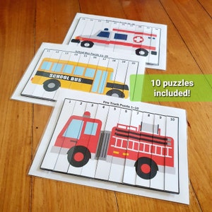 Vehicle Number Puzzles Transport Counting 1 to 100 Matching - Etsy Canada