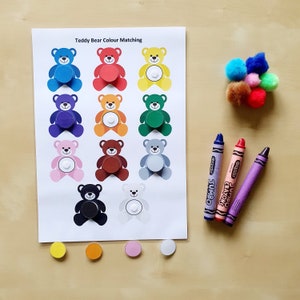 Teddy Bear Color Matching Printable, Match Colours Busy Book ...