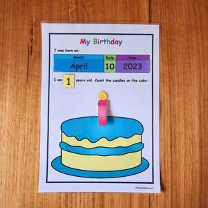 My Birthday Printable, Busy Book Page, Learn Birth Date, Early Learning ...