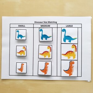 Dinosaur Size Sorting Printable, Busy Book, Homeschool Worksheet, Early ...