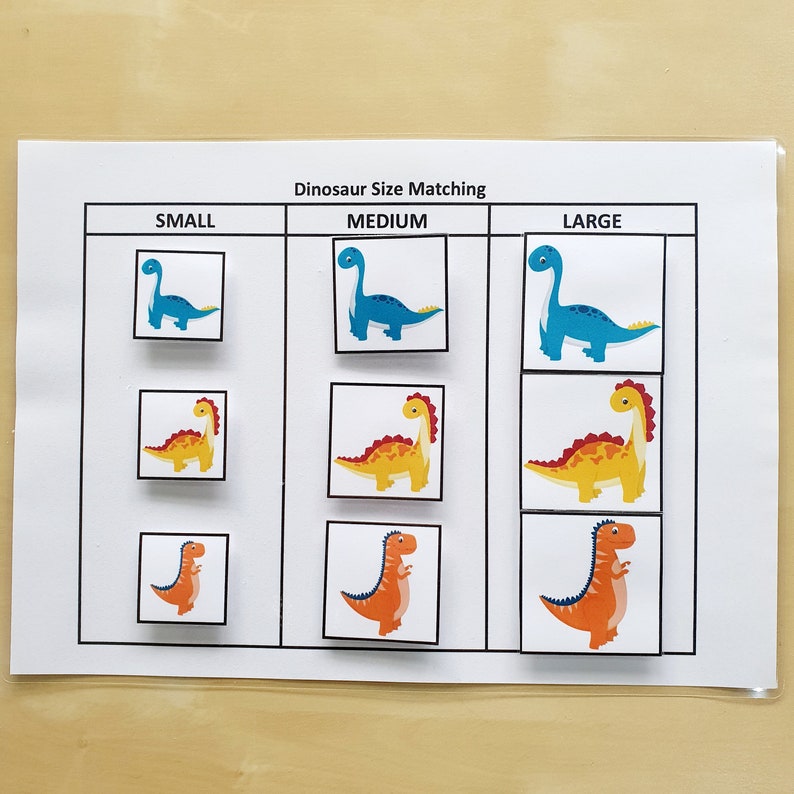 Dinosaur Size Sorting Printable, Busy Book Page, Homeschool, Early ...