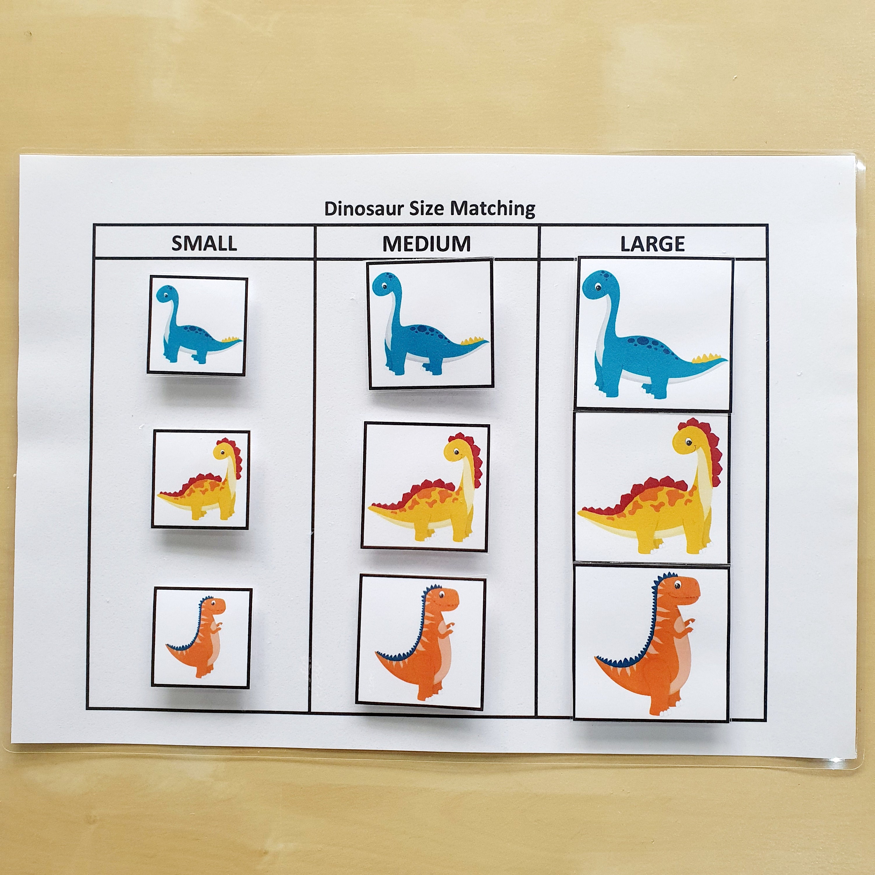 Dinosaur Size Sorting Printable, Busy Book Page, Homeschool, Early ...