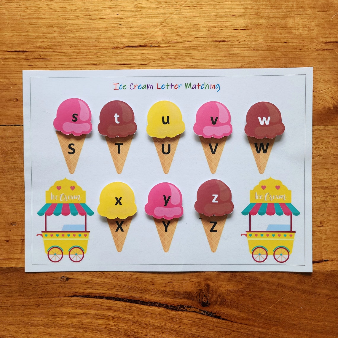 Ice Cream Letter Matching: Montessori Alphabet Worksheet (digital ...