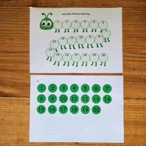 Caterpillar Number Matching Printable, Busy Book, Counting, Homeschool ...