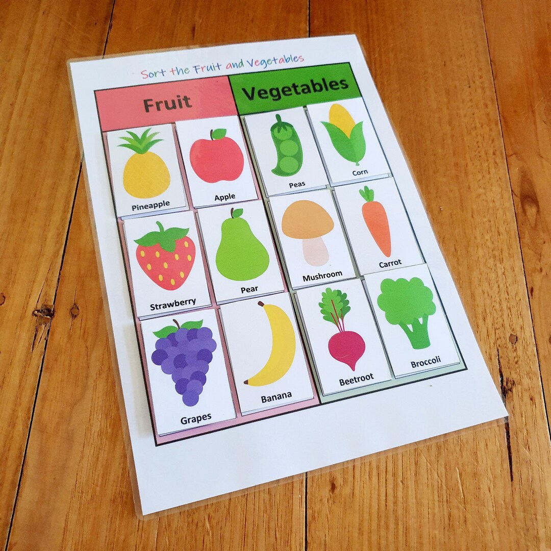 Fruit and Vegetable Sorting Printable, Busy Book Page, Educational ...