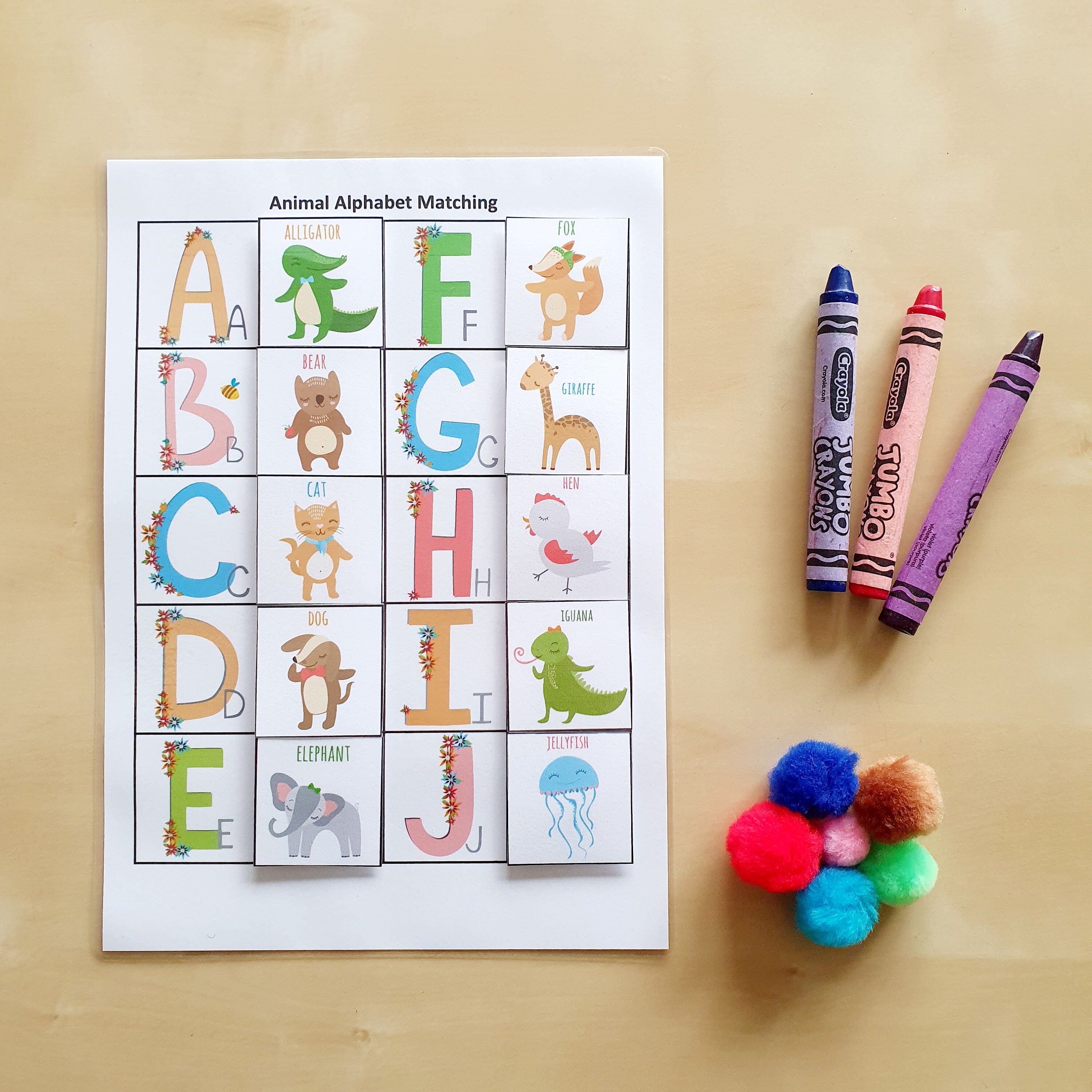 Animal Alphabet Matching Printable: Homeschool Activity (digital ...