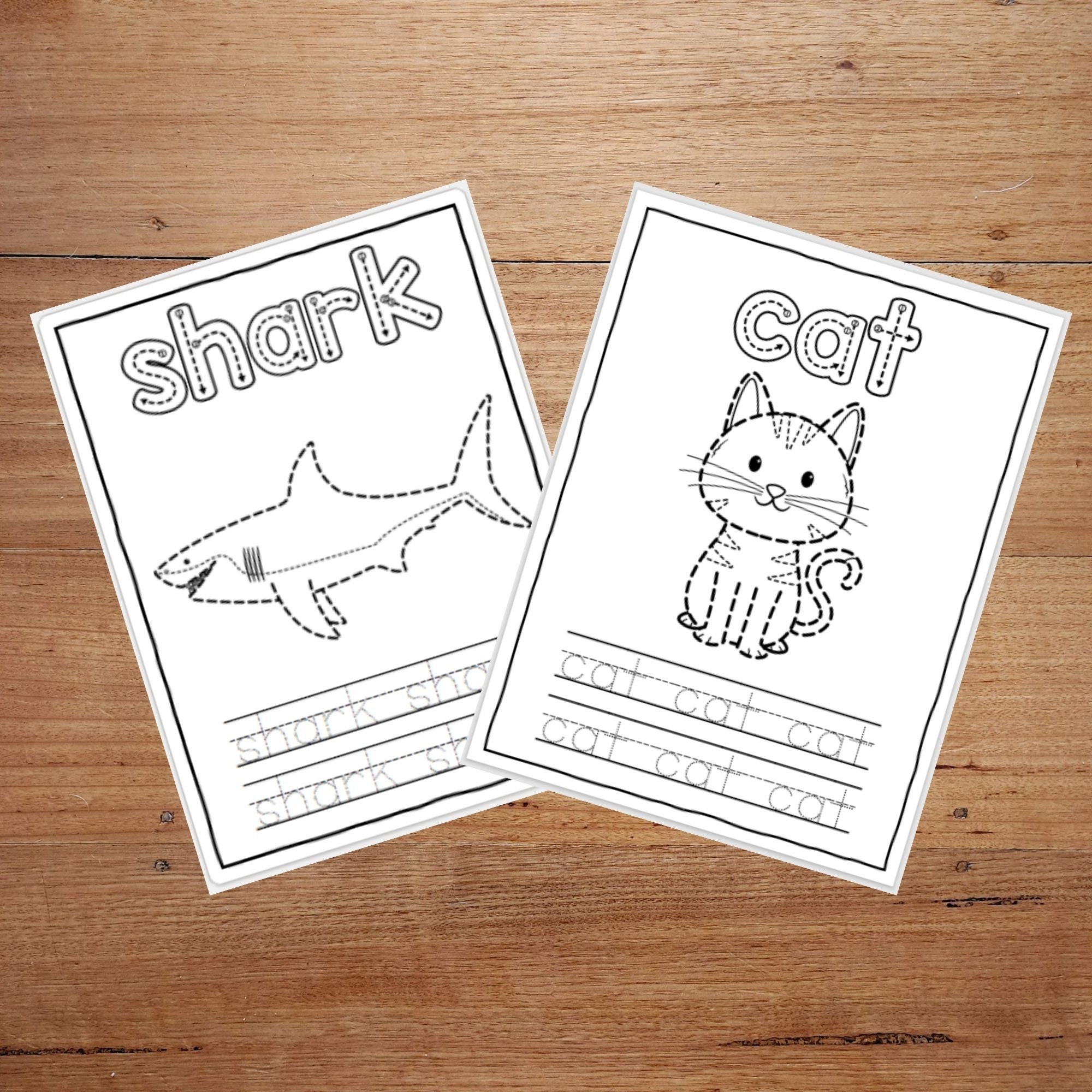 Animal Tracing Worksheets: Handwriting Practice (digital Download PDF ...