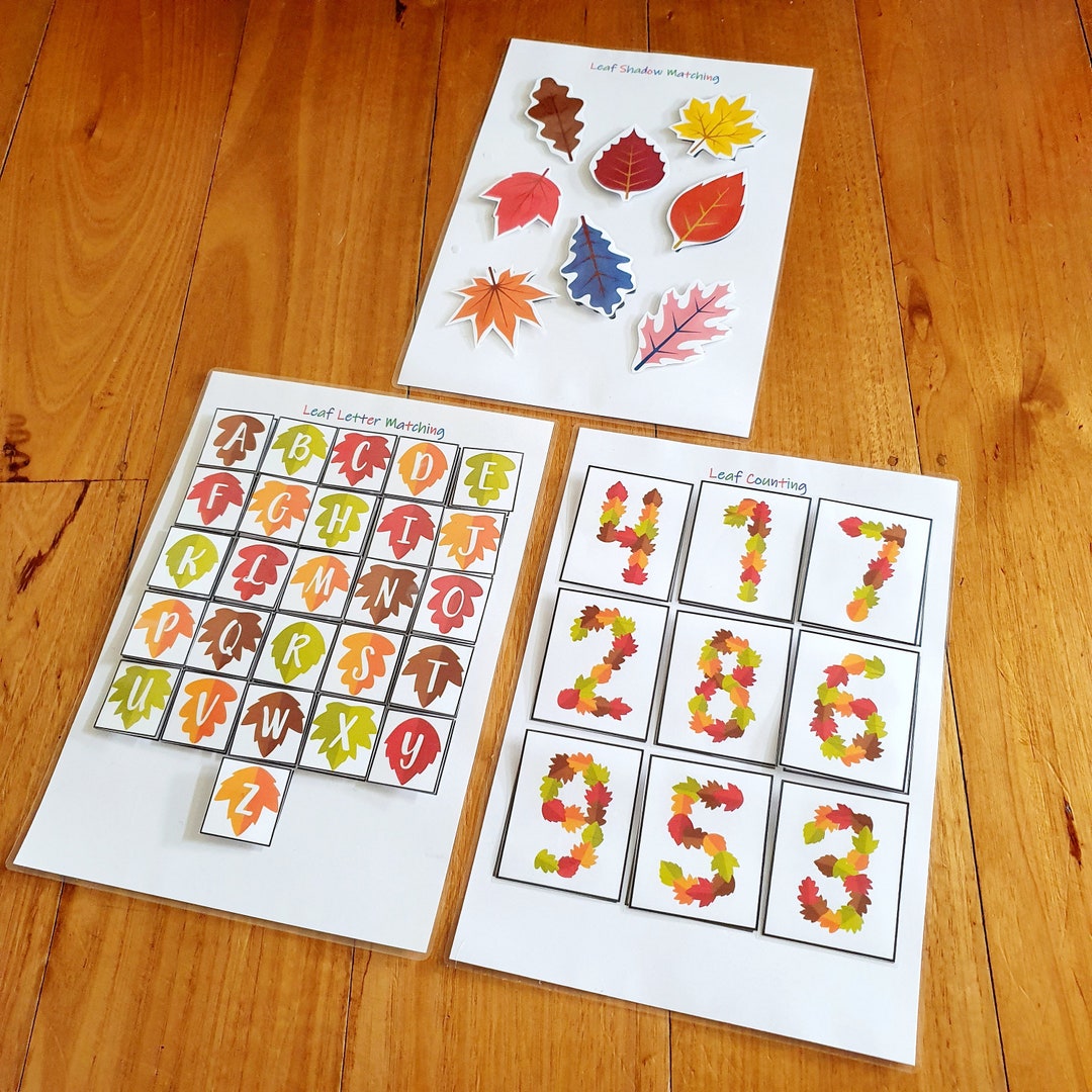 Fall Matching Bundle, Printable, Busy Book Page, Leaf, Autumn, Letters ...