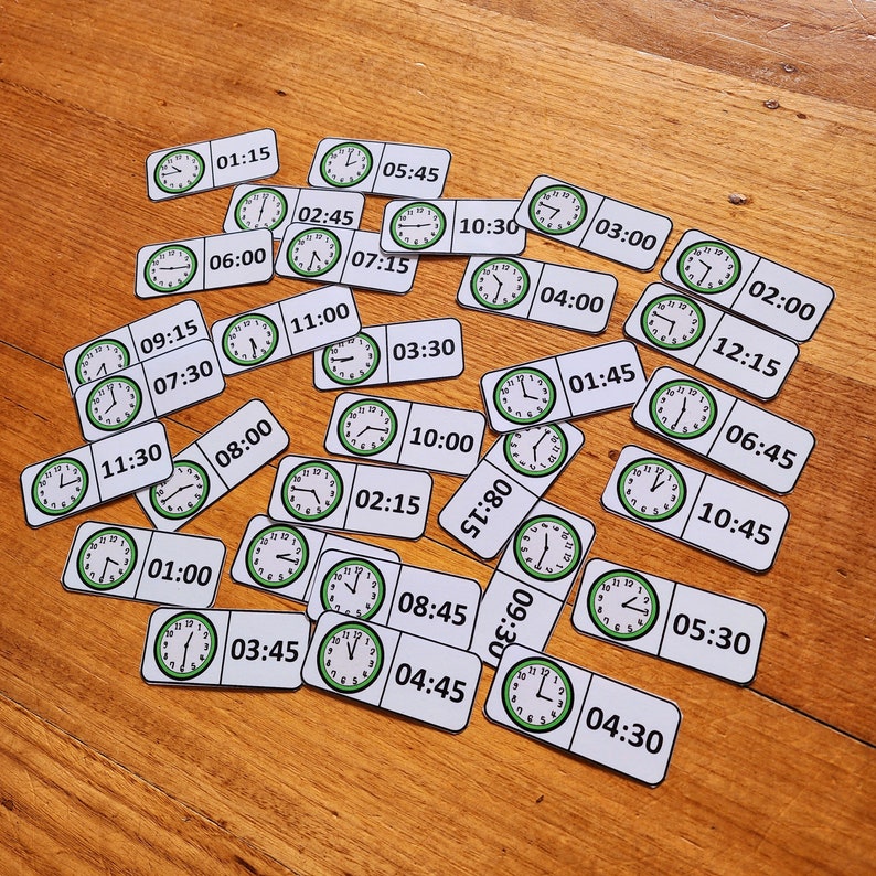Clock Dominoes: Telling Time Game, Montessori Homeschool (digital ...