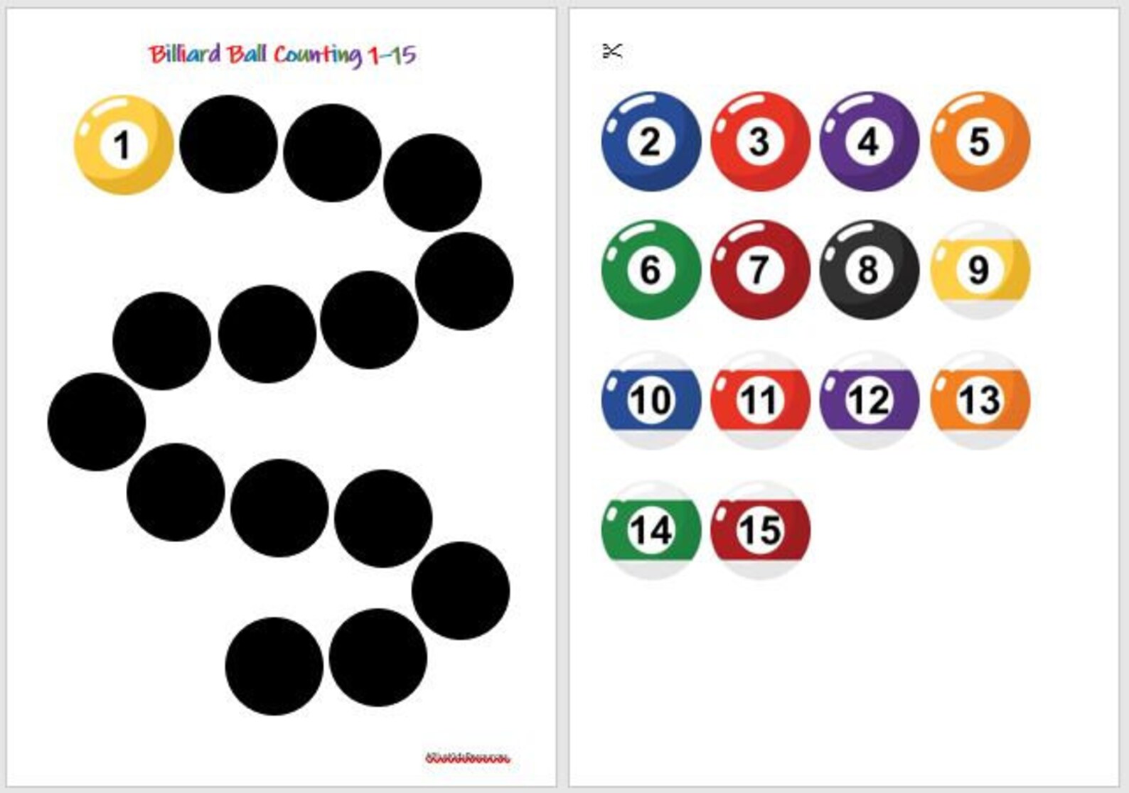 Billiard Ball Counting 1 To 15 Printable Busy Book Page - Etsy.de