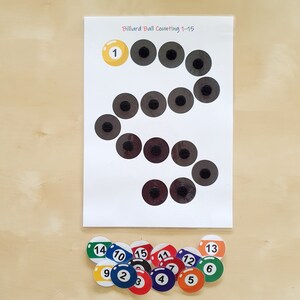 Billiard Ball Counting 1 to 15 Printable, Busy Book, Numbers Math ...