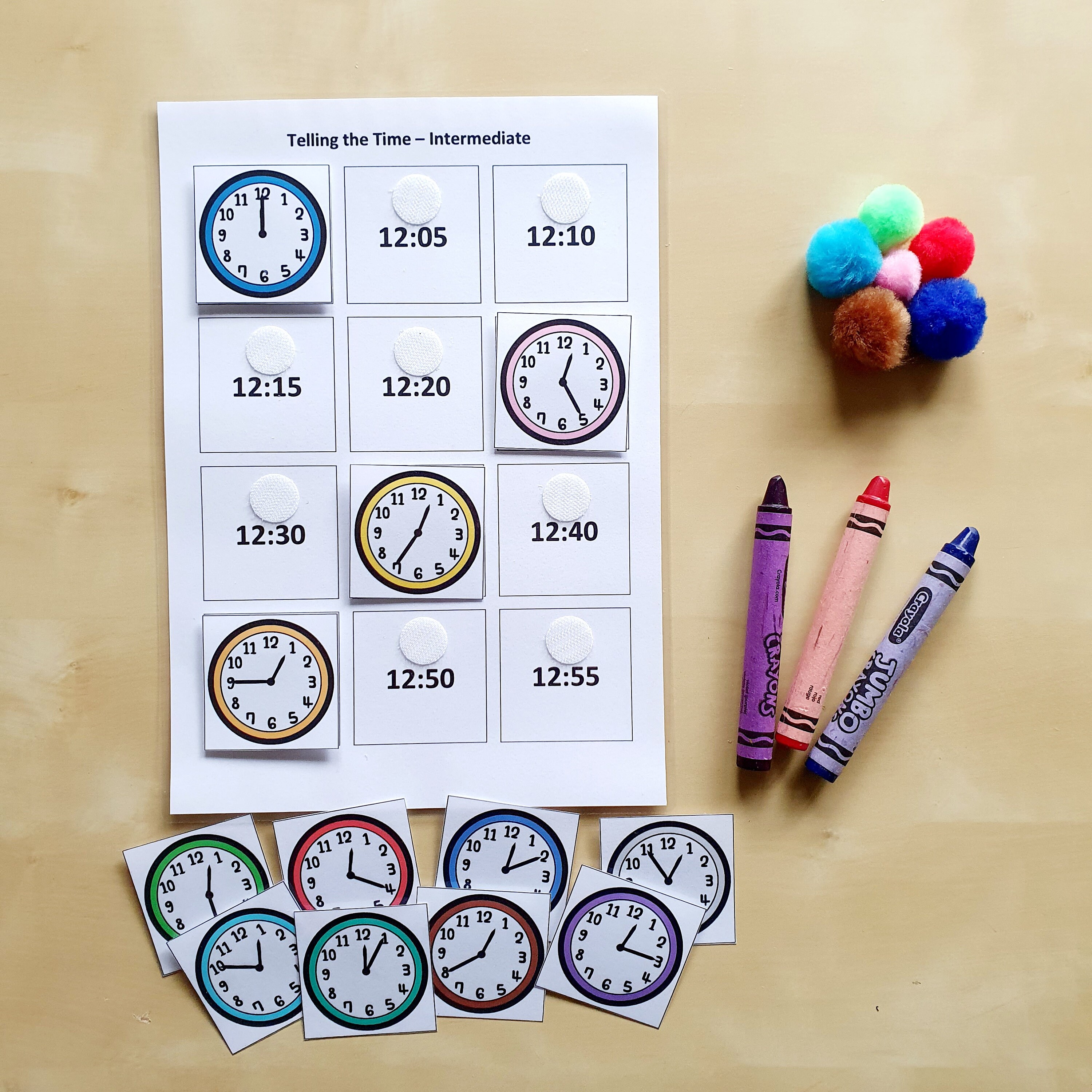Telling the Time Intermediate Printable, Clock, Learning Time, Busy ...