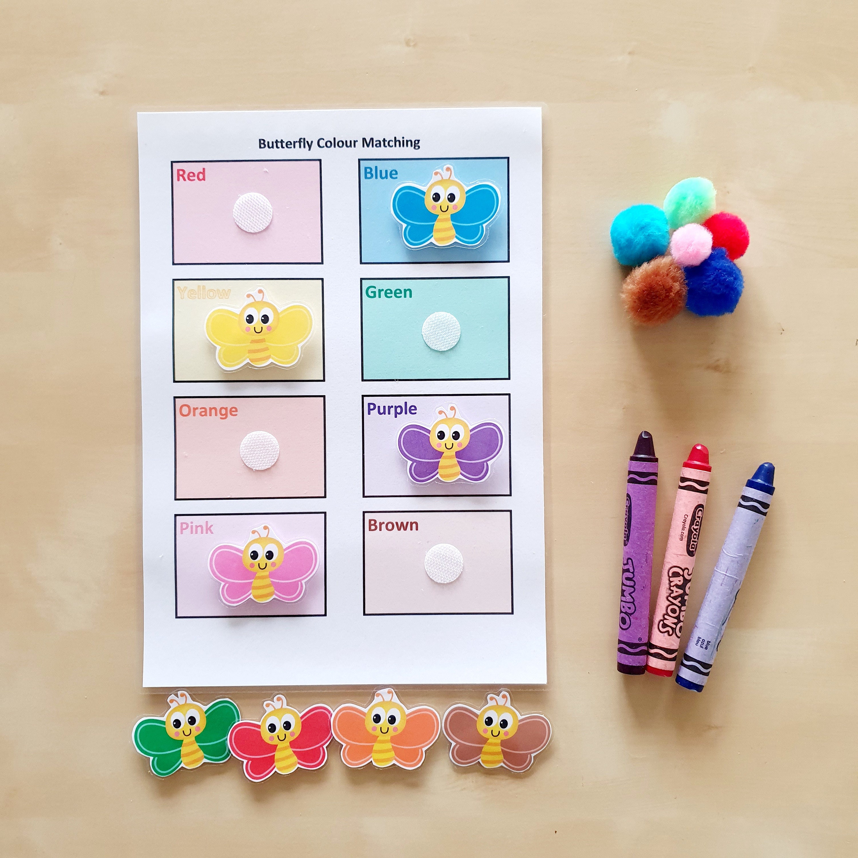 Butterfly Colour Matching Printable, Matching Colors, Busy Book Page ...