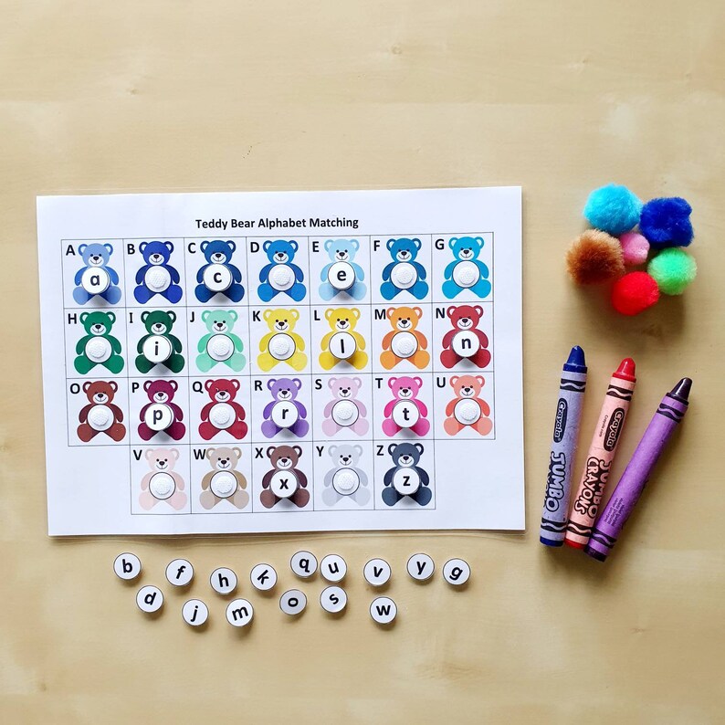 Teddy Bear Alphabet Matching Printable Letters Upper and - Etsy