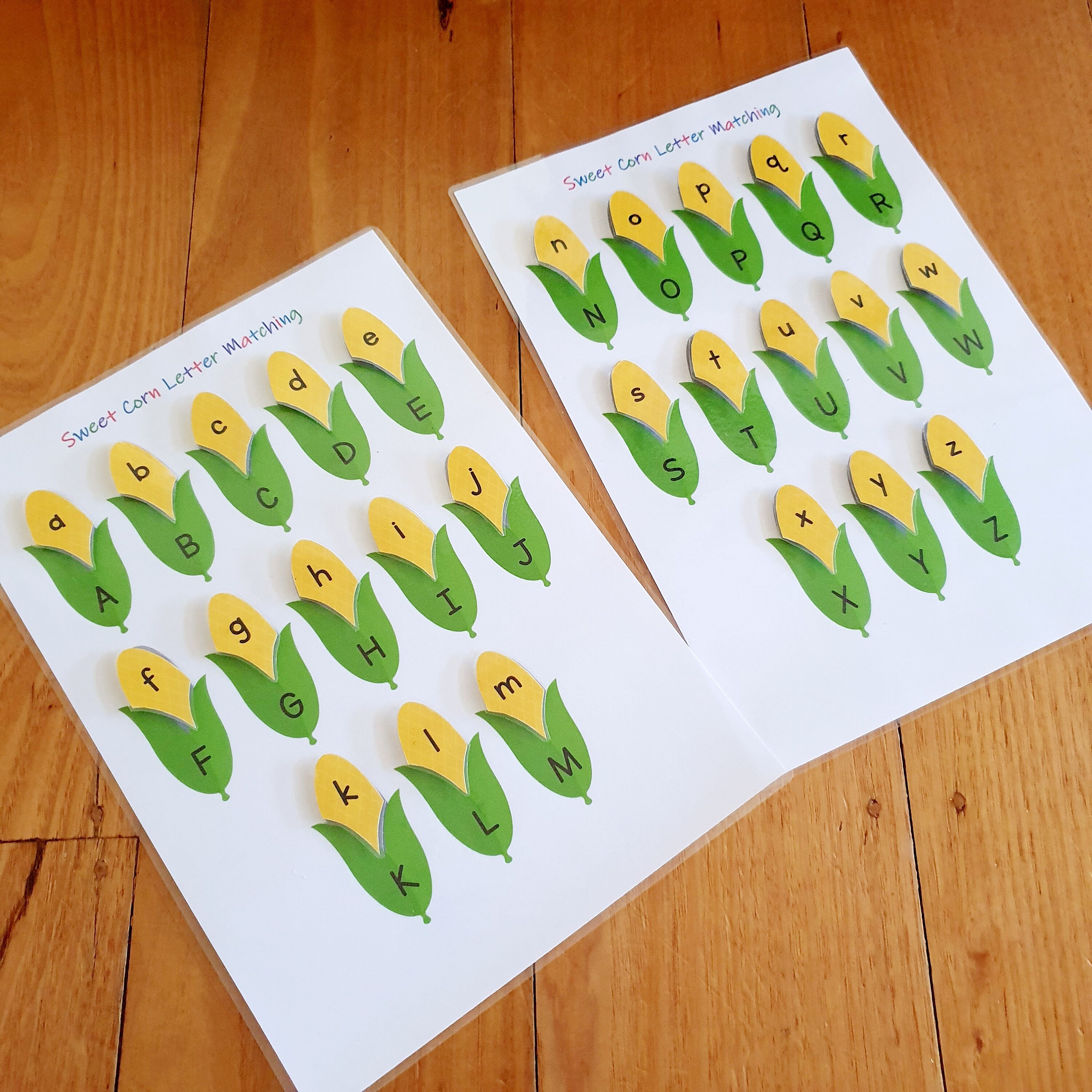 Sweet Corn Letter Matching, Busy Book Page, Printable, Alphabet ...