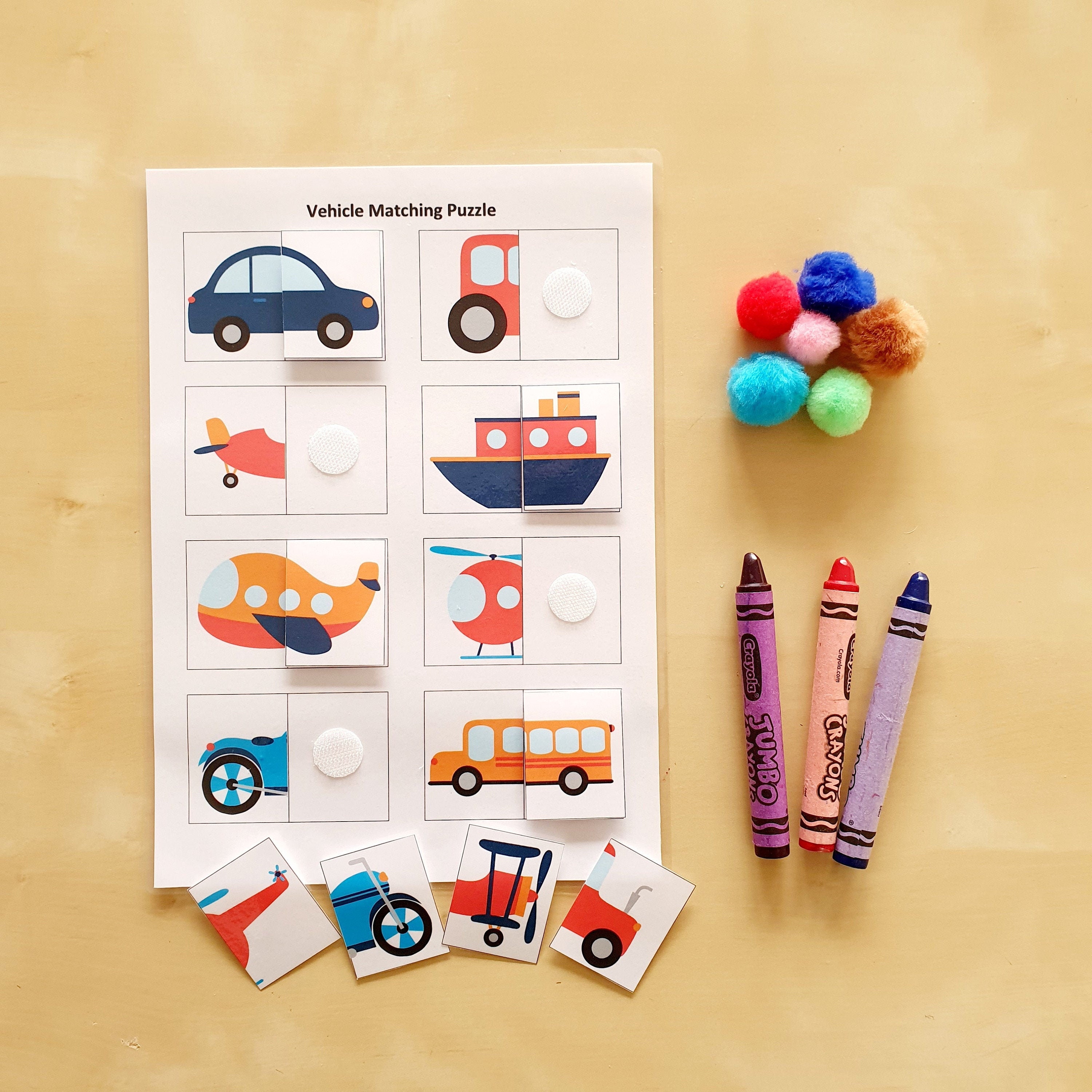 Vehicle Matching Puzzle Printable Busy Book Page Car Plane - Etsy