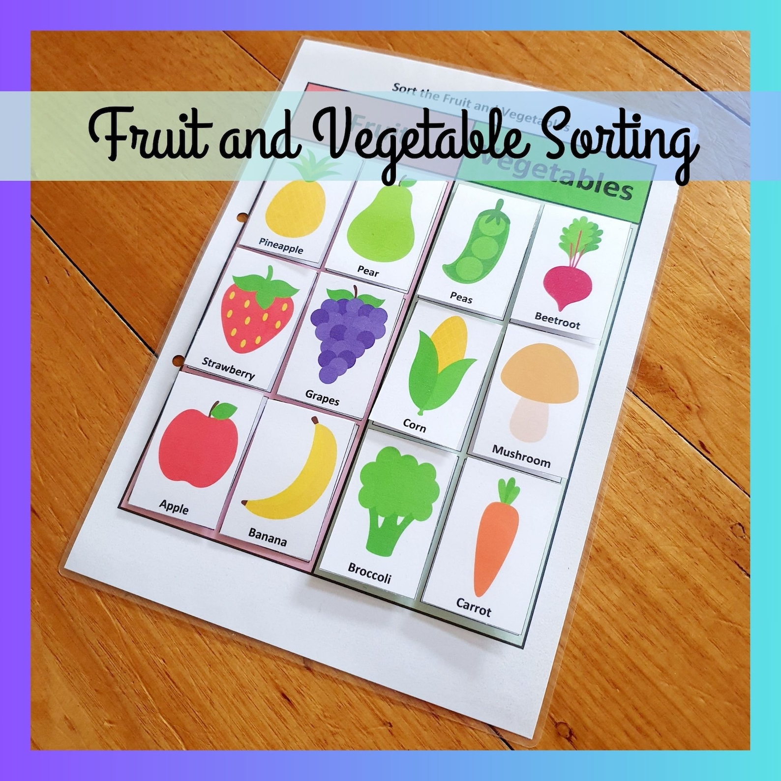 Fruit and Vegetable Sorting Printable, Busy Book Page, Educational ...