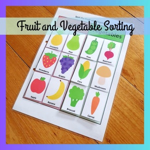 Fruit and Vegetable Sorting Printable, Busy Book Page, Educational ...