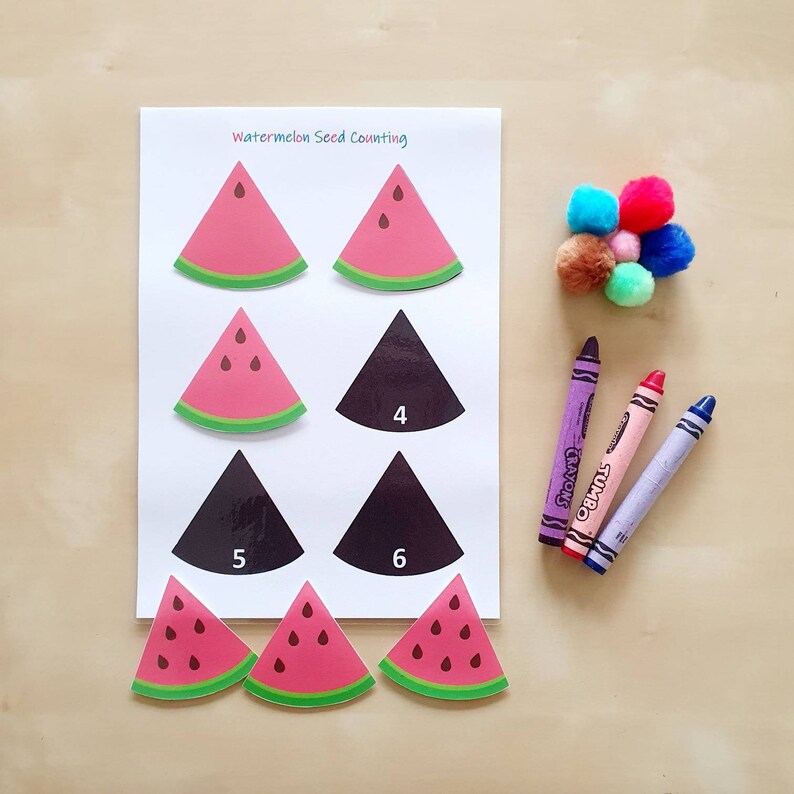 Watermelon Seed Counting Printable: Homeschool Math Worksheet (digital ...