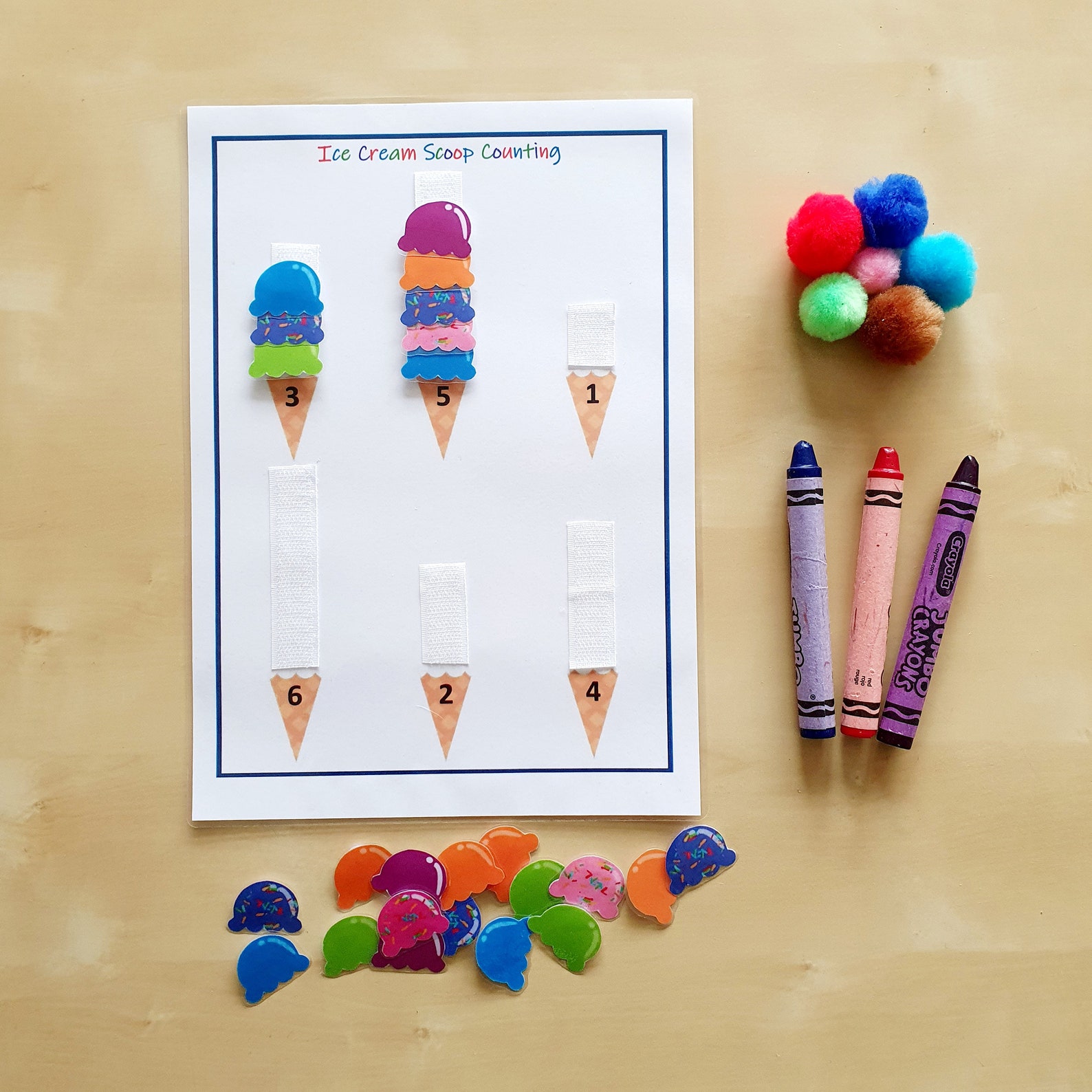 Ice Cream Counting Printable: Math Activity for Toddlers (digital ...