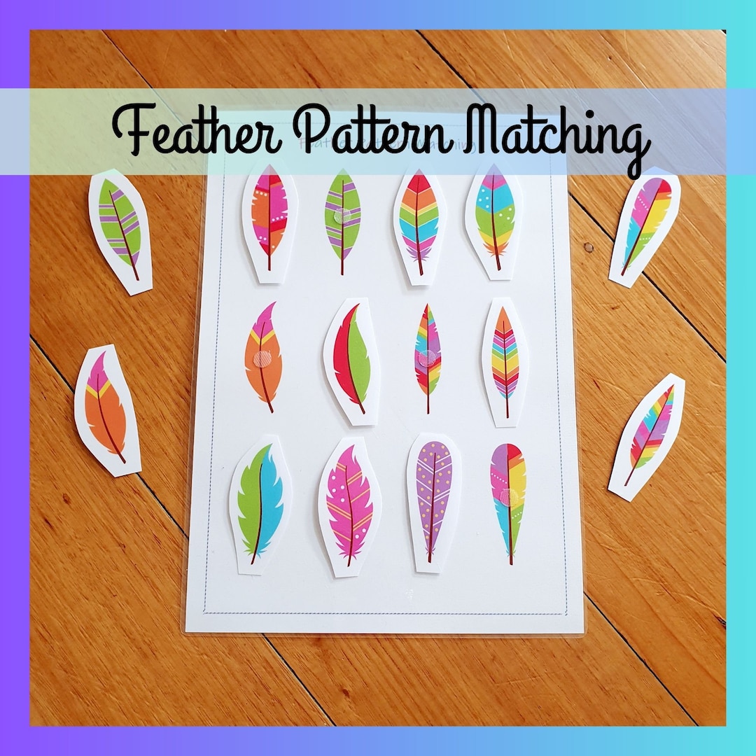Feather Pattern Matching Printable, Busy Book Montessori Homeschool ...