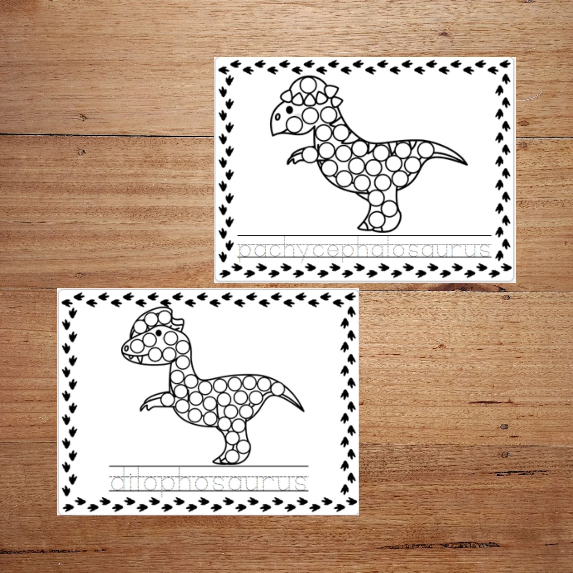 Dinosaur Dot Marker Printable, Tracing Worksheets, Color Do-a-dot ...