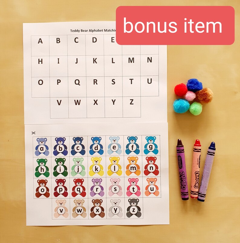 Teddy Bear Alphabet Matching Printable Letters Upper and - Etsy