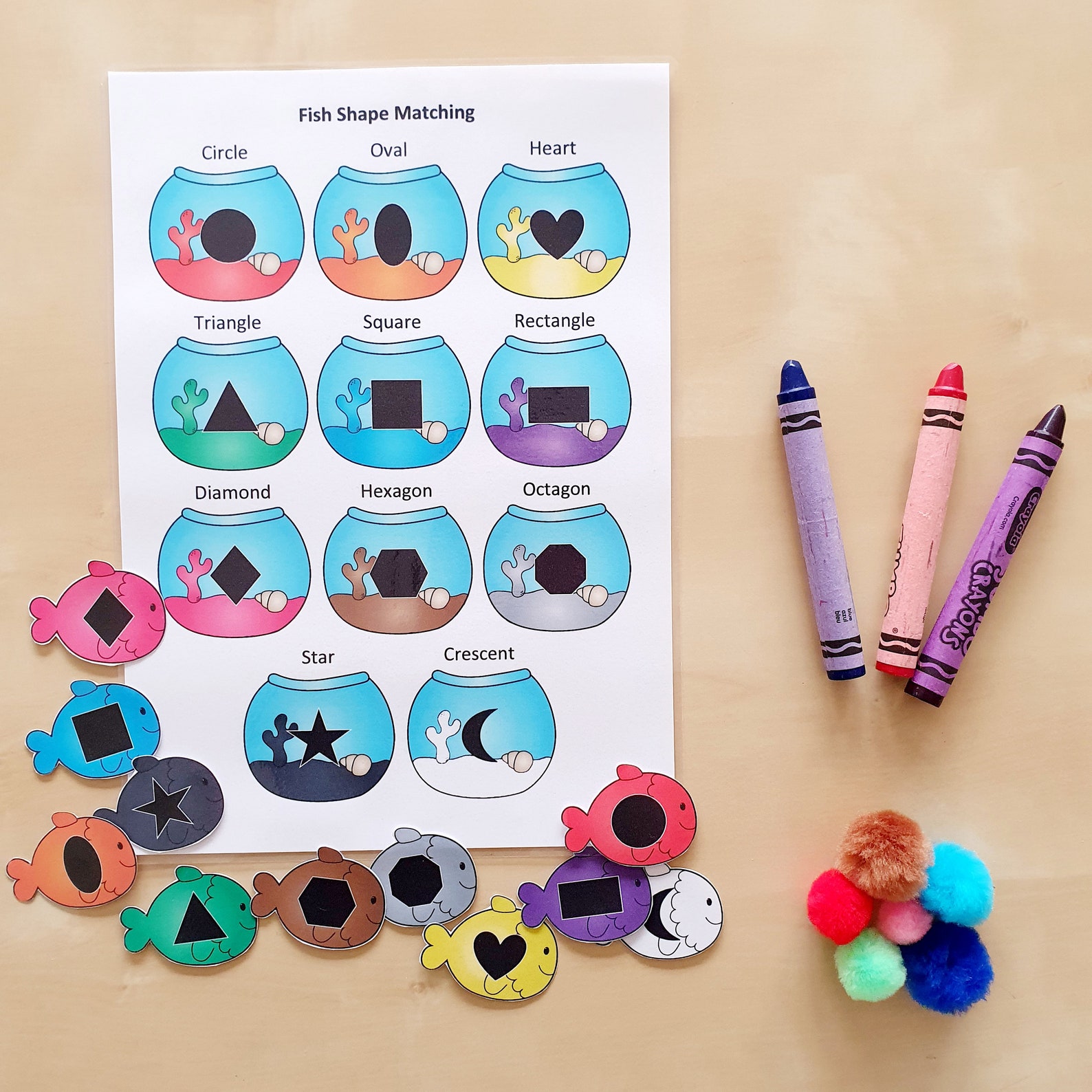 Fish Shape Matching Printable: Homeschool Activity (digital Download ...