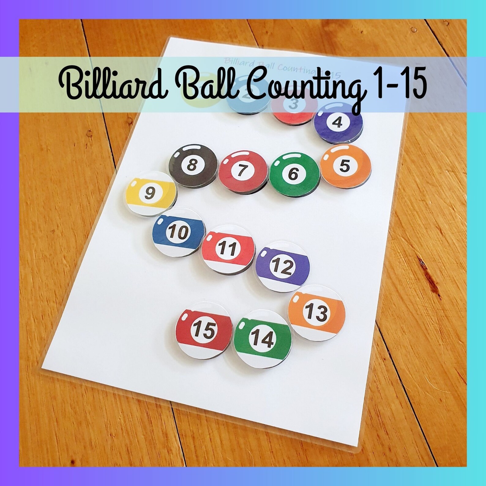 Billiard Ball Counting 1 to 15 Printable, Busy Book, Numbers Math ...