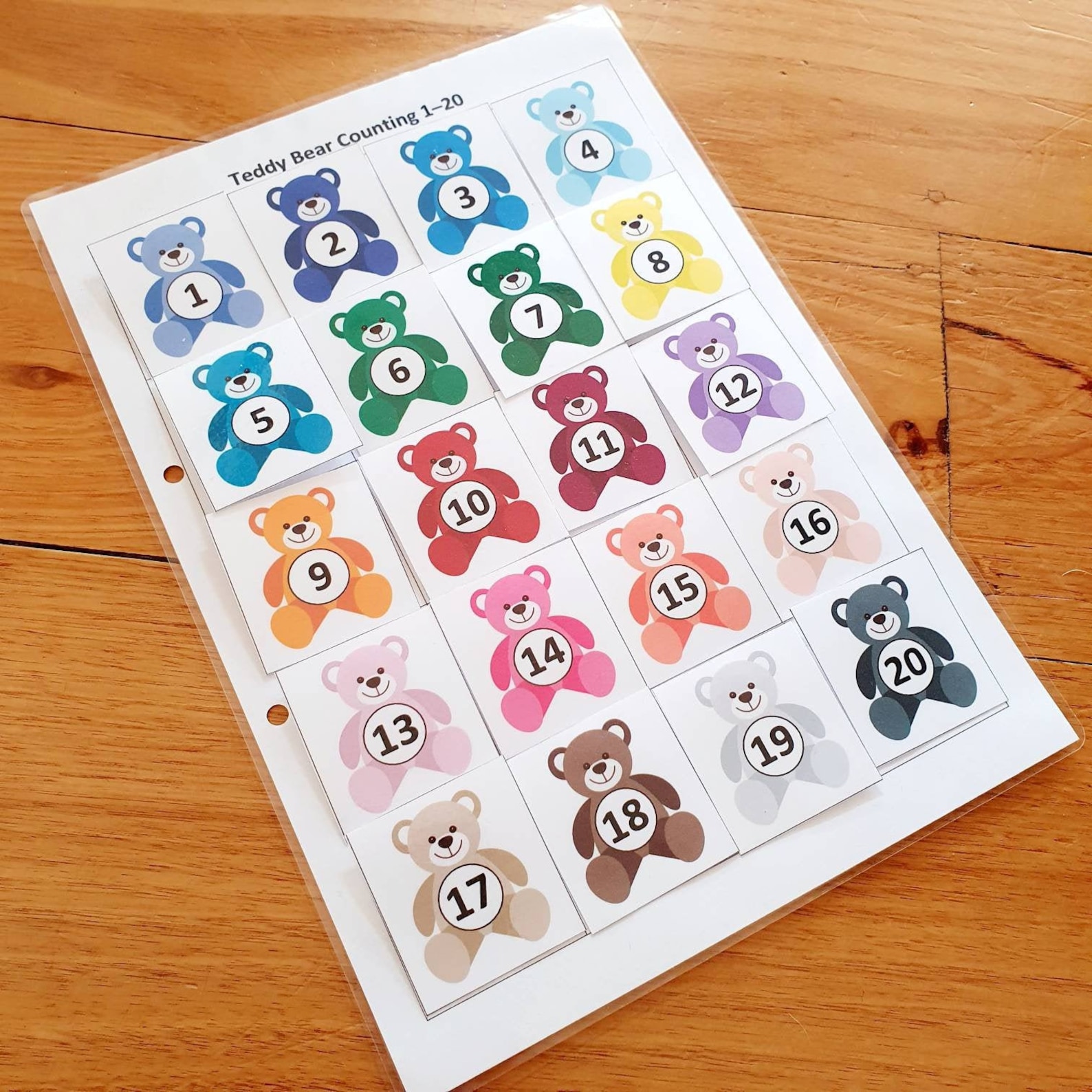Teddy Bear Counting Printable: Montessori Numbers 1-20 (digital ...
