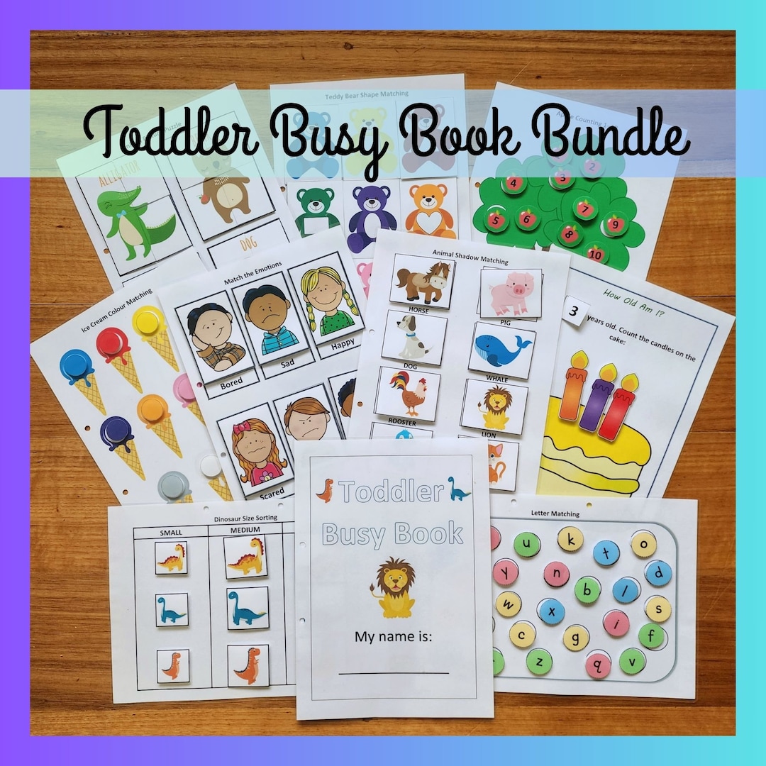 Toddler Busy Book Bundle, Printable Alphabet Numbers Colors Shapes ...